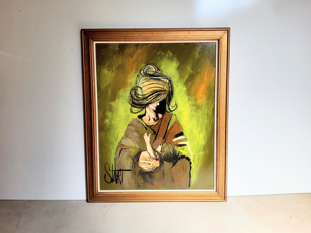Large MCM Painting, Stuart, Vanguard Studios, Burr, Mother and Child ...