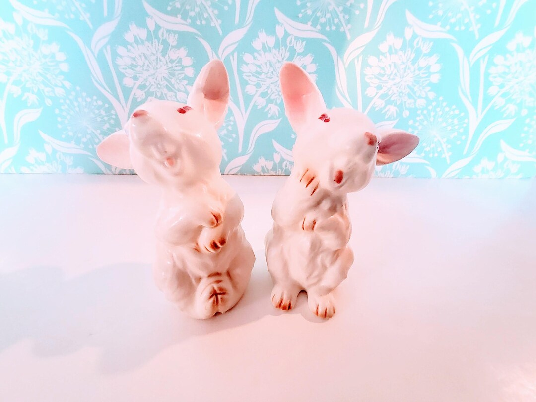 Pair of Lefton Laughing Rabbits, Ceramic Rabbits, Porcelain Rabbits ...
