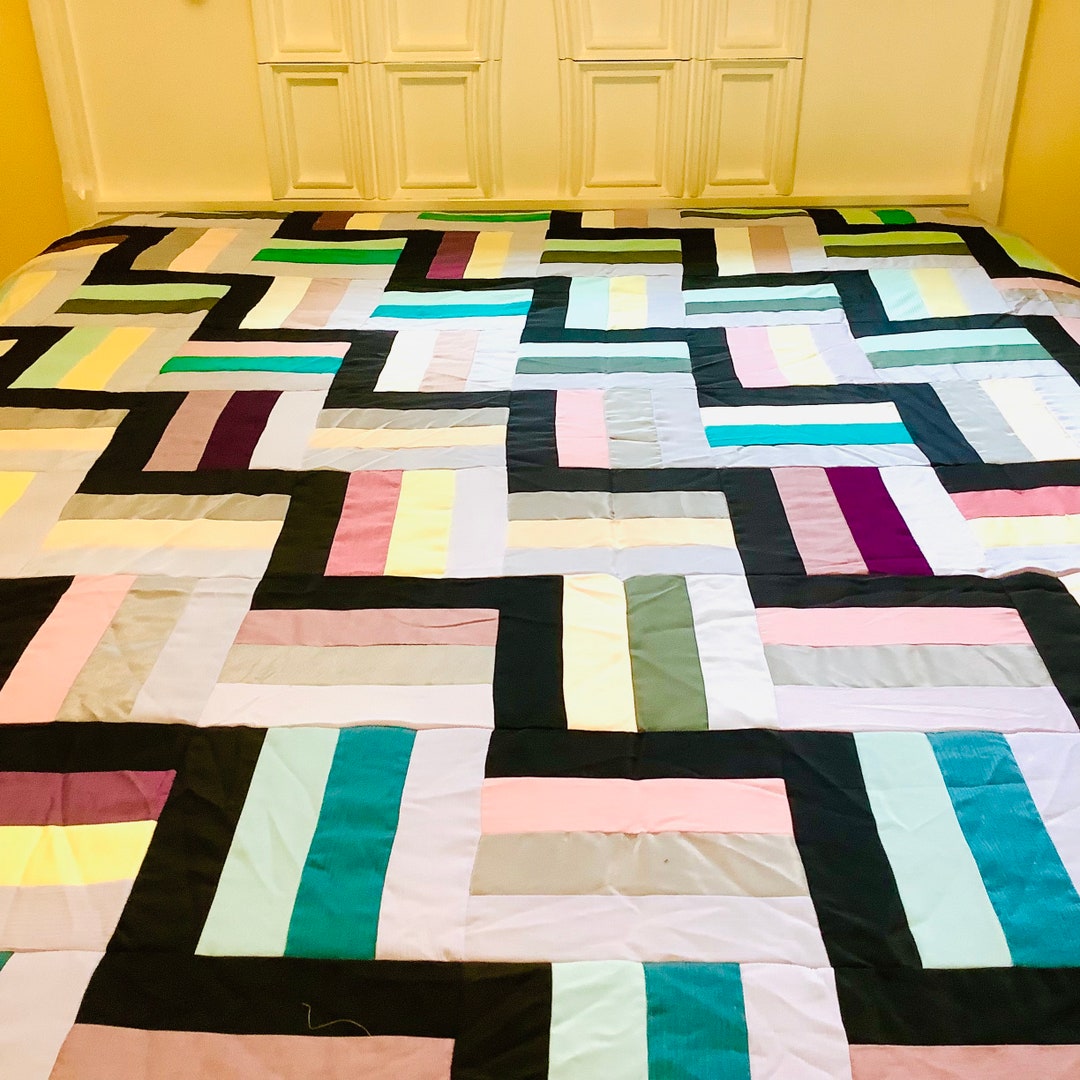 Queen Quilt Top, Pastel Quilt, Purple Quilt, Polyester Quilt, Double ...