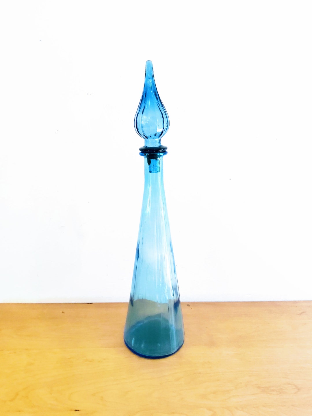 Impoli Blue Decanter, Genie Bottle, Tall Decanter, Molded Glass, Italy ...