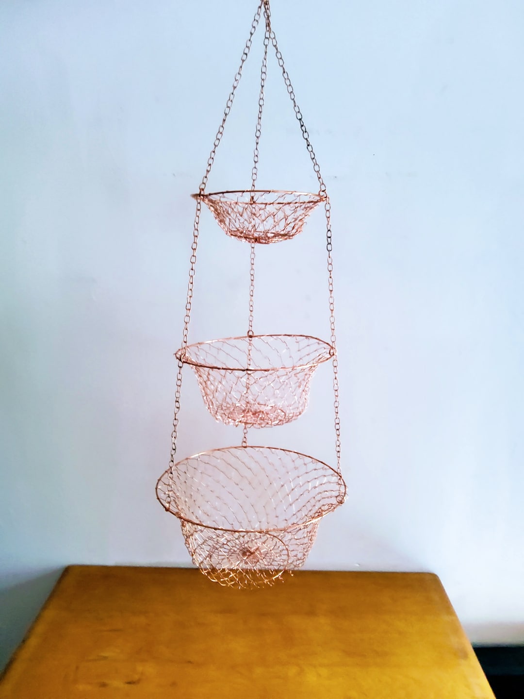 Vintage 3 Tier Wire Hanging Fruit Basket, Copper Basket, Large Basket ...