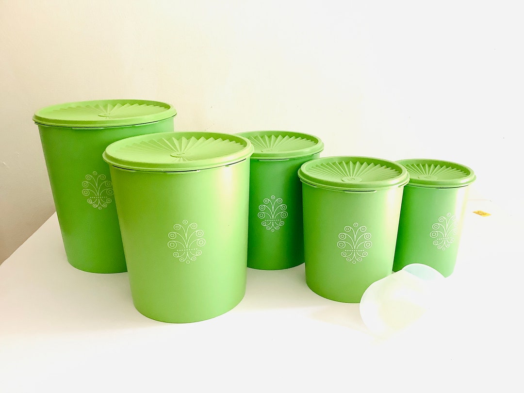 Green Tupperware Canisters, Set of Five, 1970s, Apple Green, Retro ...