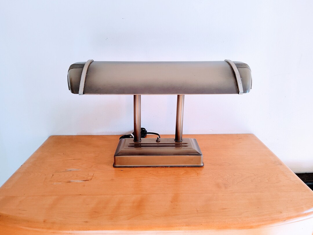 Art Deco Desk Lamp, Fluorescent Desk Lamp, Brass, Retro Desk Lamp, MCM ...