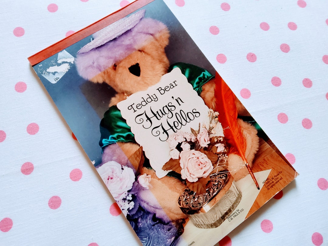 Vintage Teddy Bear Stationary, Teddy Bear Notepad, Notebook, Hugs N Hellos, Kitsch, Writing ...