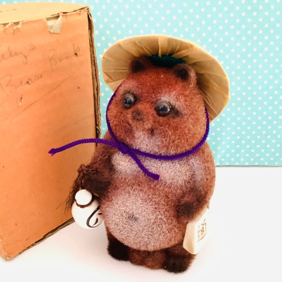 NEW Flocked Bear Bank Flocked Bank Piggy Bank New in Box - Etsy