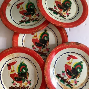 Vintage Toy Tea Sets, Tin Tea Set, Metal Tea Set, Plastic Tea Set, Red ...