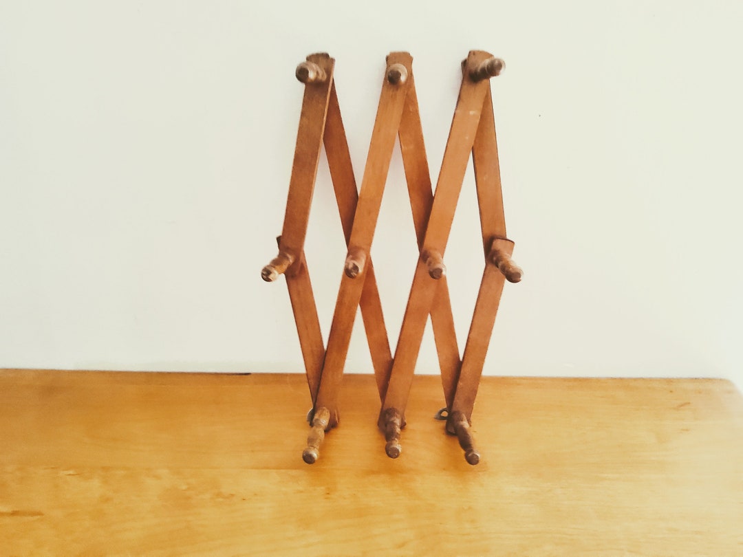 Wooden Accordian Peg Rack, 12 Inches Tall (number 5), Vintage Peg Rack ...