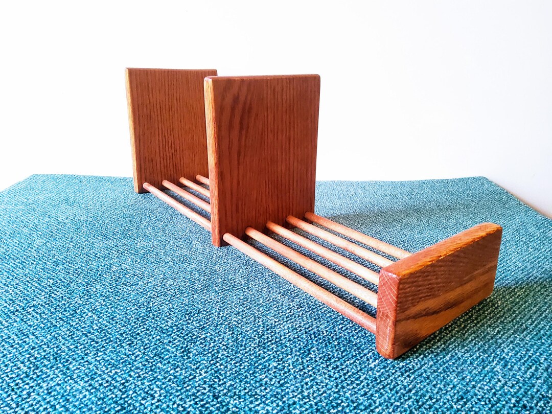 Vintage Handmade Wooden Bookend, Sliding Bookend, Book Holder ...