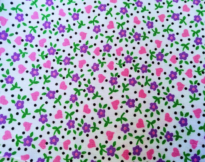 1 Yard Flower Power Fabric, Pink and Purple, Small Flowers, Daisies ...