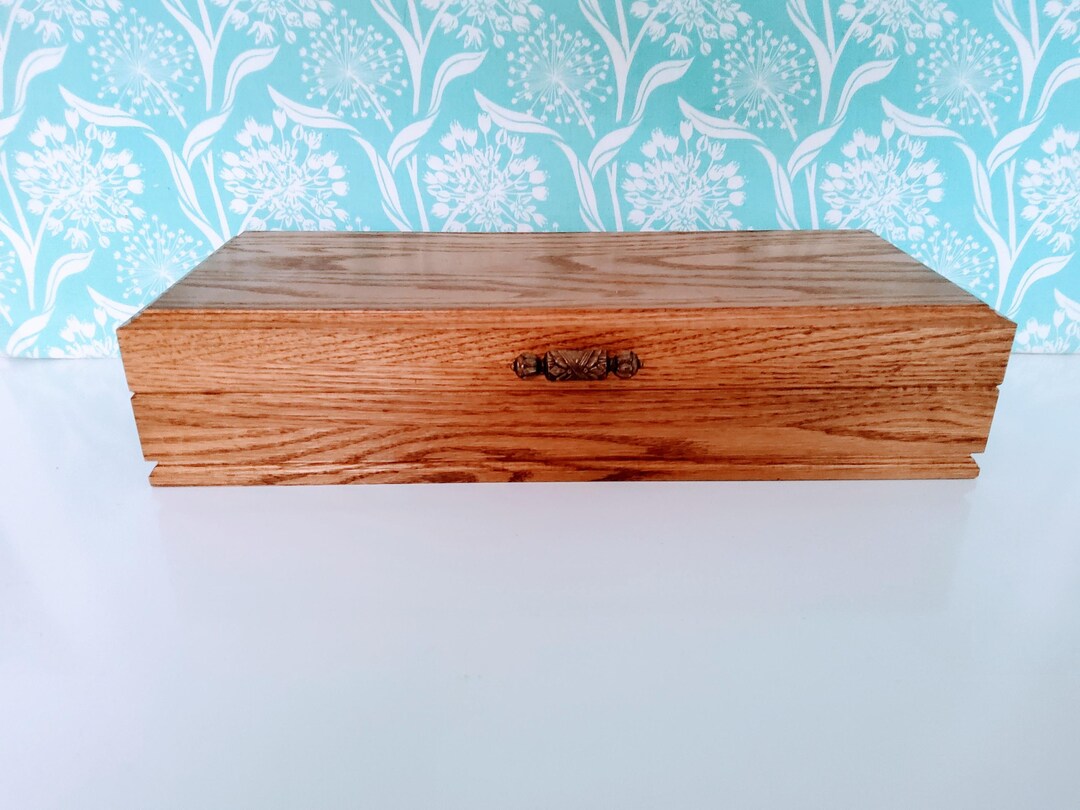 Vintage Solid Oak Jewelry Box, Large Jewelry Box, Wooden, Wood, Velvet ...