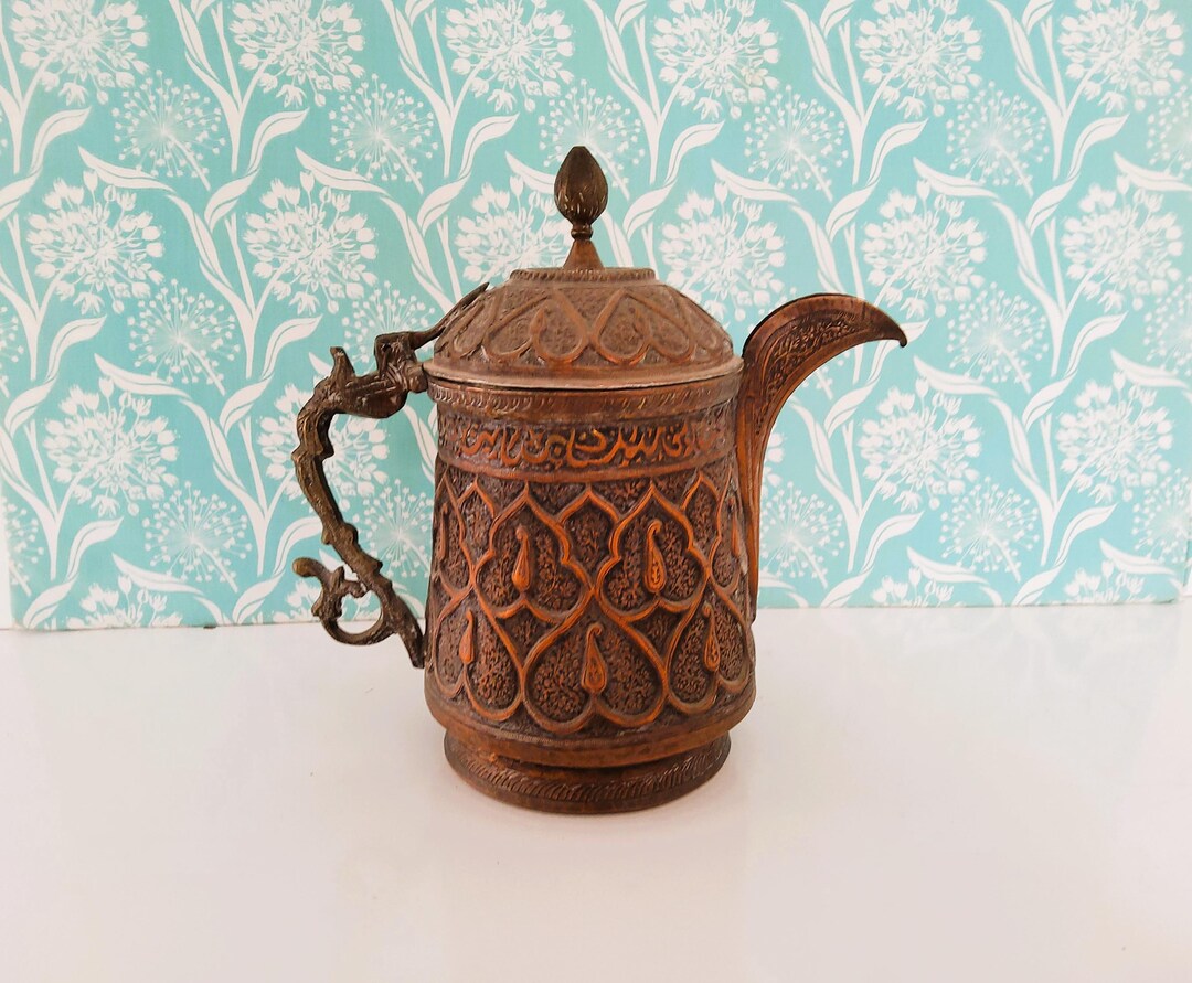 Antique Indian Coffee Pot, Kashmir, Hammered Copper, 11" Tall ...