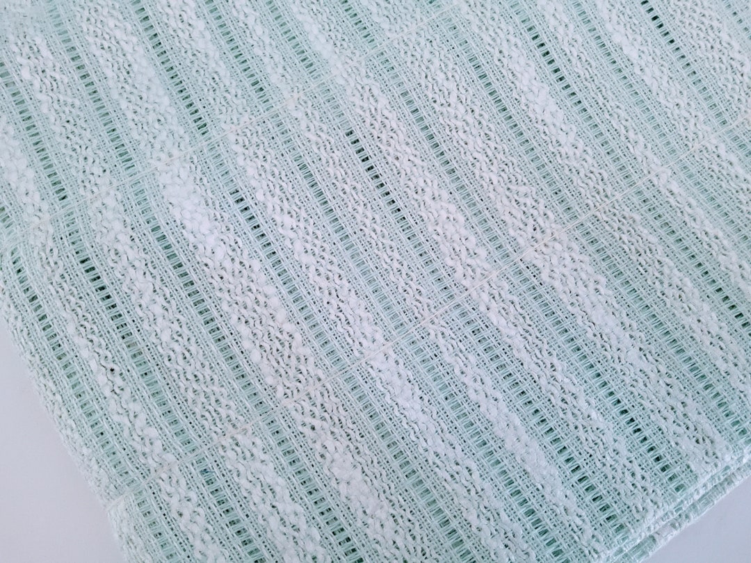 NEW Vintage Aqua Valance, Aqua Curtain, New Old Stock, Striped, Knitted ...