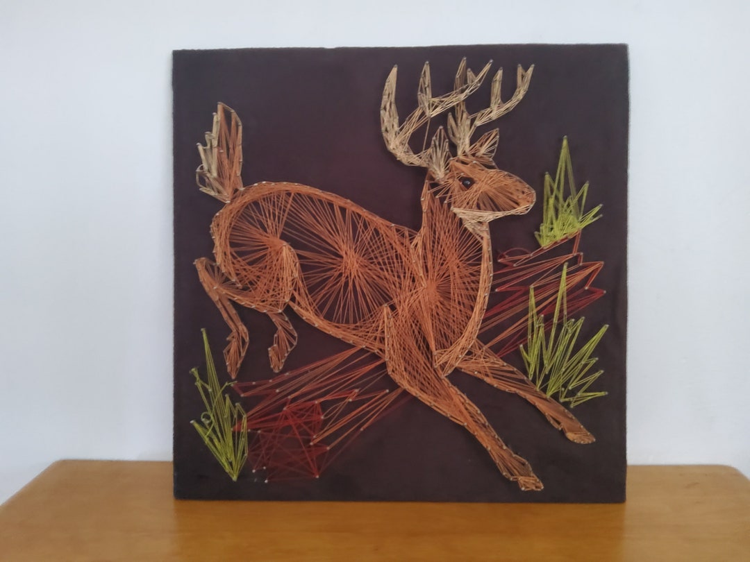 Vintage String Art,deer String Art, Deer Wall Art, Wall Hanging ...