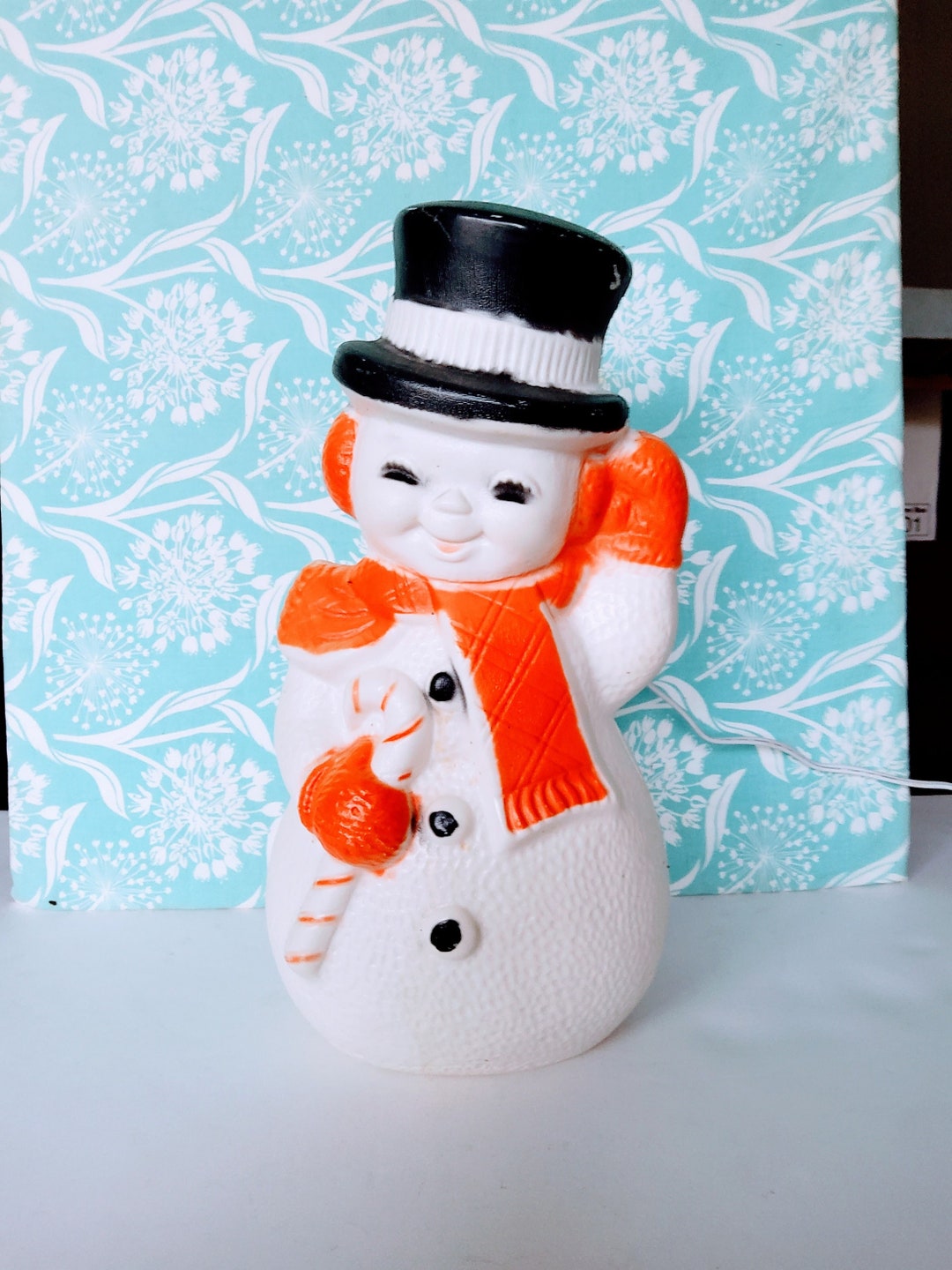 Vintage Blowmold Snowman, Poloron, Tabletop Snowman, Plastic Snowman ...