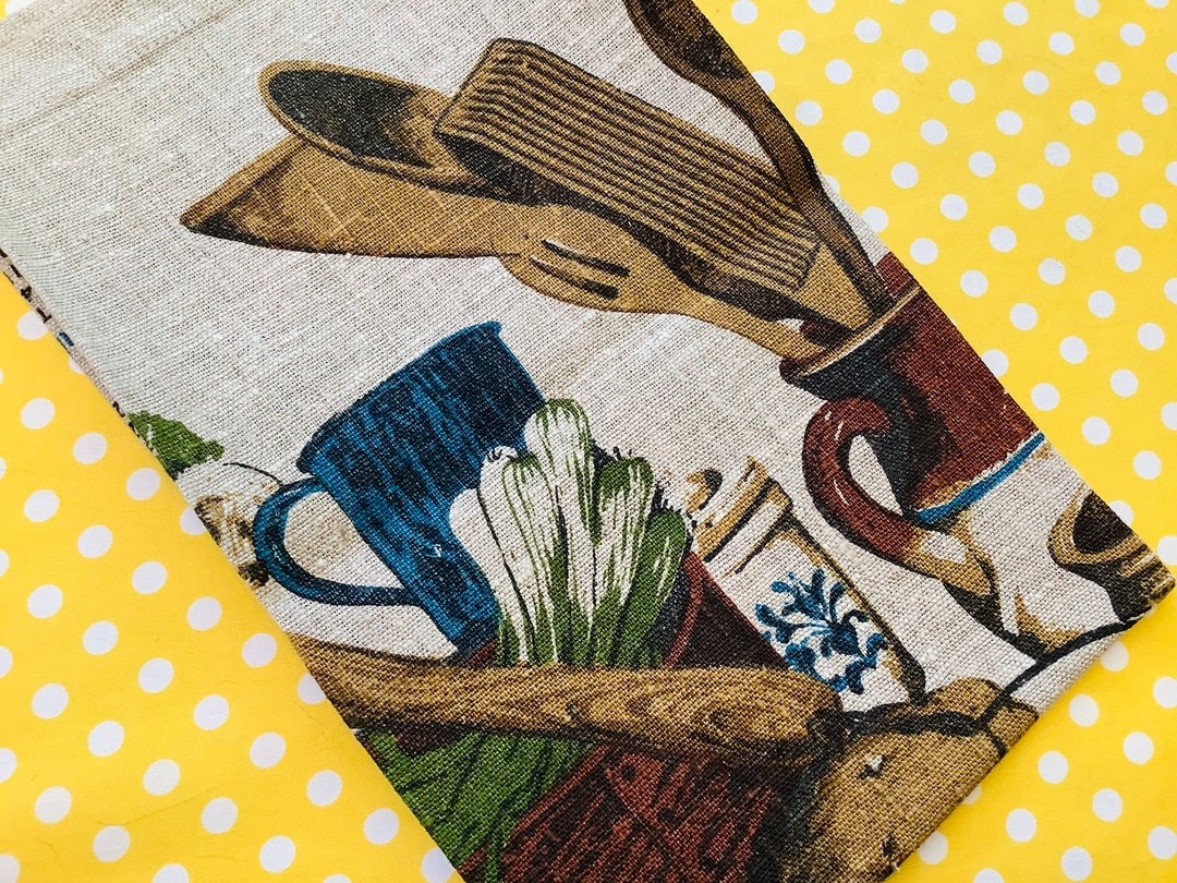 NEW Vintage Linen Towel, Retro Kitchen Towel, Tea Towel, Blue Towel ...