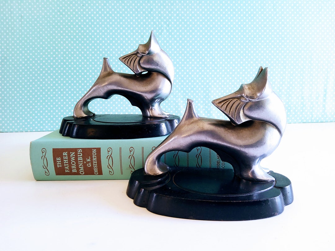 Art Deco Bookends, Scottie Dog, Art Nouveau, Cast Metal, Cast Bronze ...