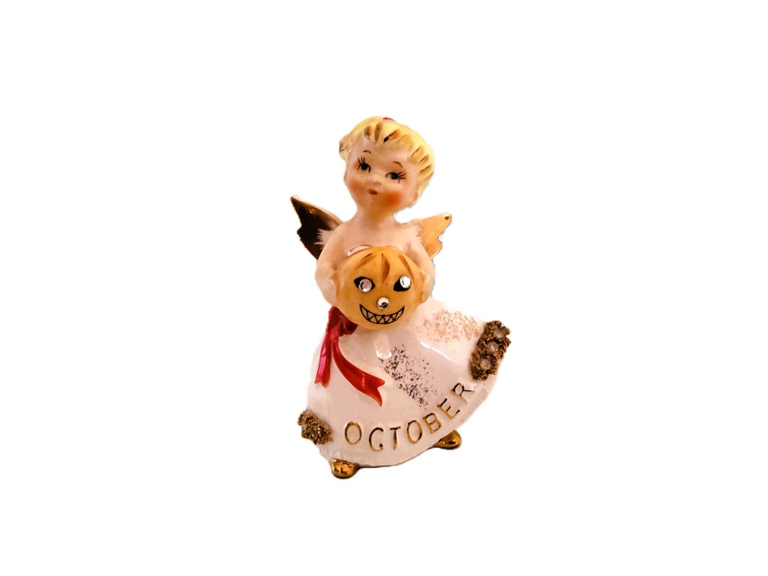 Vintage Birthday Angel Figurine, Lefton, October, October Angel ...