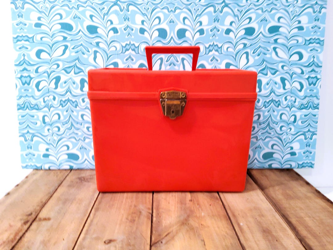 Vintage MCM Ballonoff File Box, Orange Porta File, Plastic File Box ...