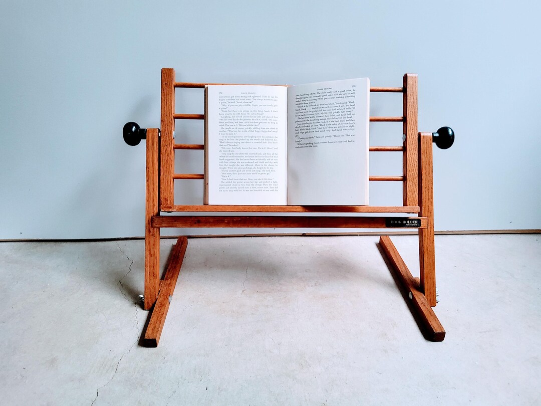 Wooden Book Holder, Book Display, Adjustable, Antique, Oak, Wood Book ...