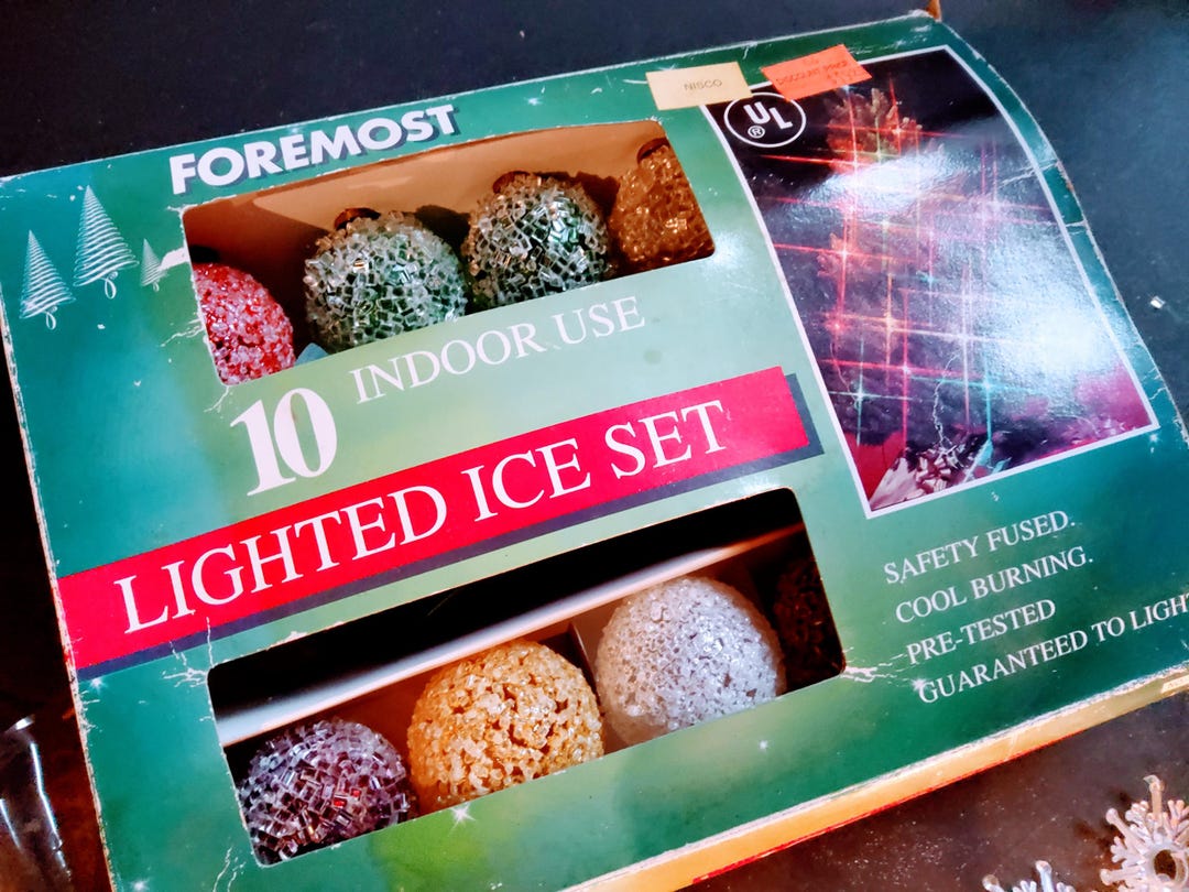 Vintage Lighted Ice Christmas Lights, 105B, GE, 10 Light Set, String ...