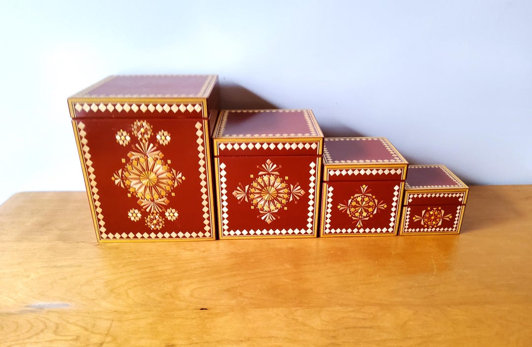 Russian Wooden Display Boxes, Stacking Boxes, Handmade, Decorative ...