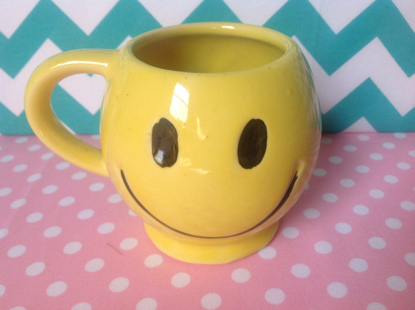 Vintage Mccoy Smiley Face Mug, Yellow Mug, Made in USA, Pottery ...