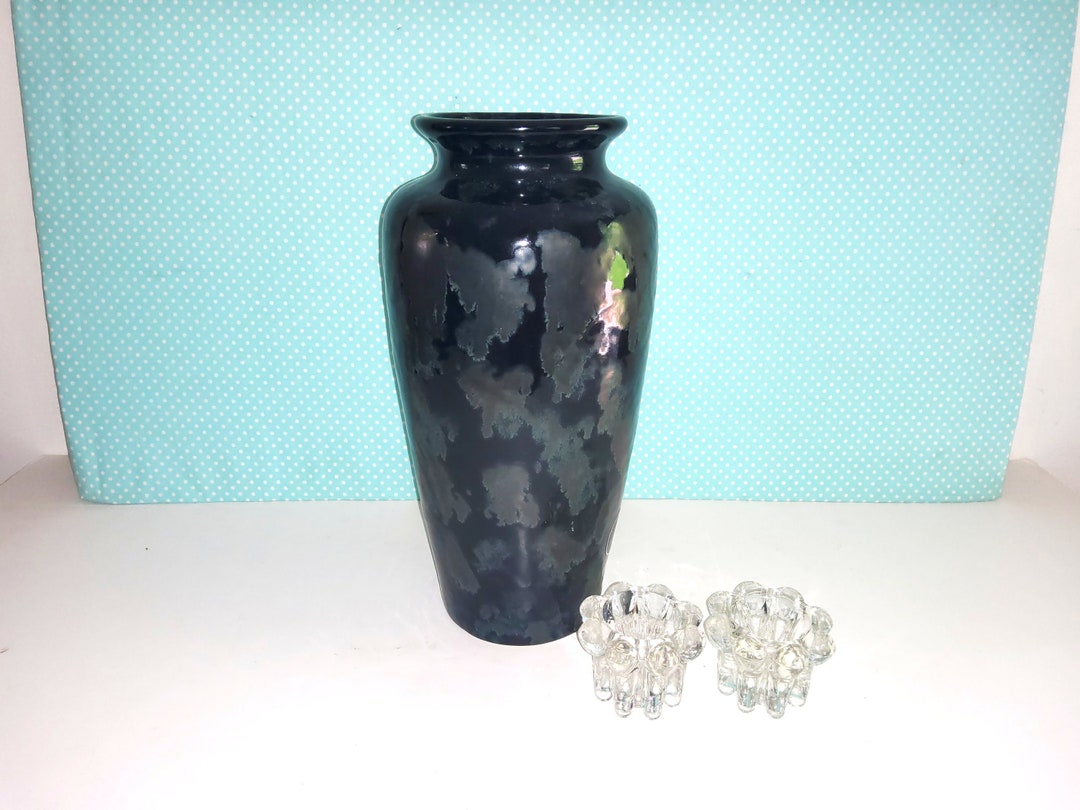 Vintage Harris Potteries Vase, Black Tunis Sponge, Large Vase, Black ...