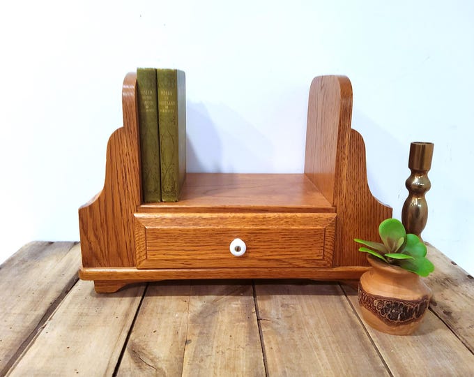 Tabletop Bookshelf, Book Storage, Solid Wood, Walnut, Drawers, Desk ...