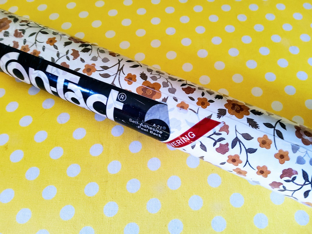 Retro Shelf Paper, Contact Paper, Orange Shelf Liner, Orange Flowers ...