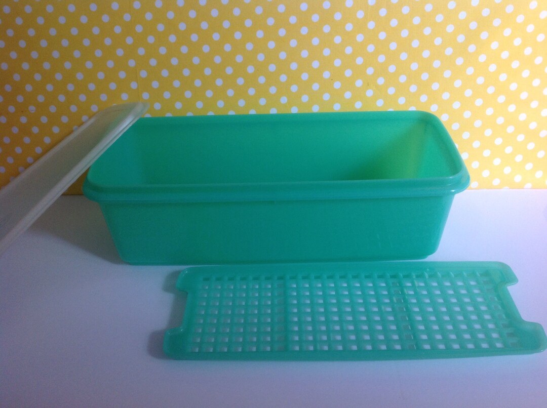 Tupperware Jadeite Green Bread Keeper, Celery Crisper, Vegetable ...