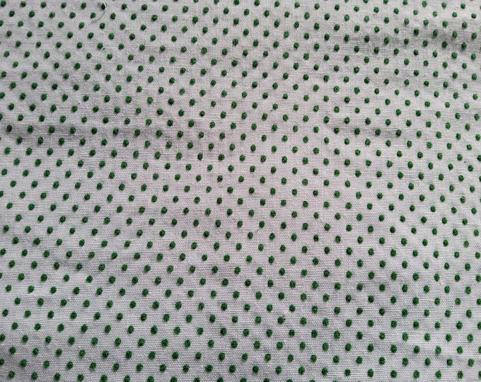 1 1/4 Yards Flocked Fabric, Green Fabric, Polka Dot Fabric, Vintage ...