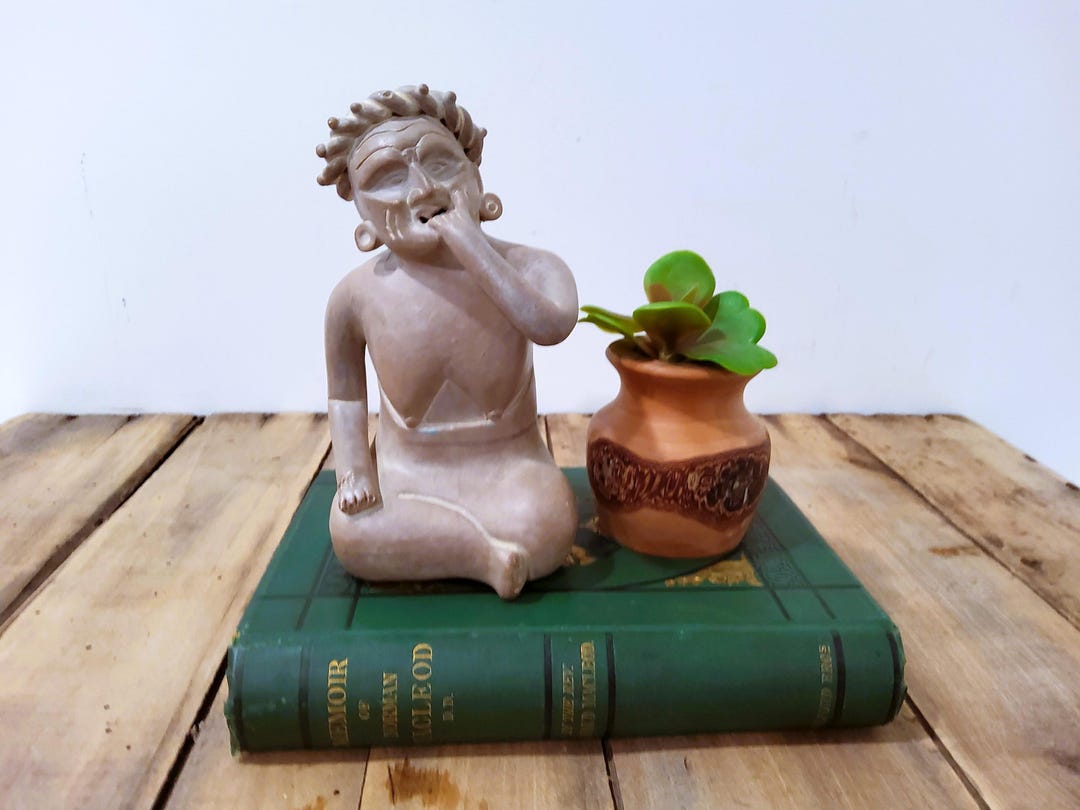Museum Reproduction of Mayan Old Woman Statue, Toothless Woman, Ancient ...