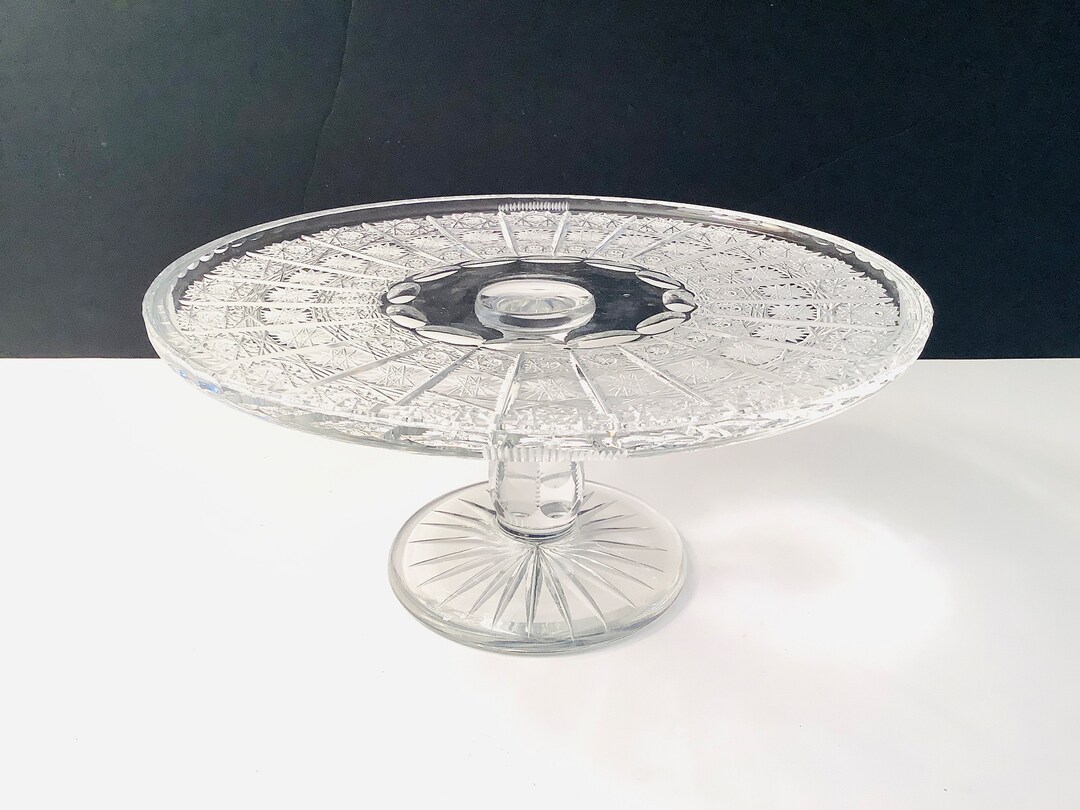 Cut Crystal Cake Plate Clear Glass Cake Stand Wedding Cake - Etsy