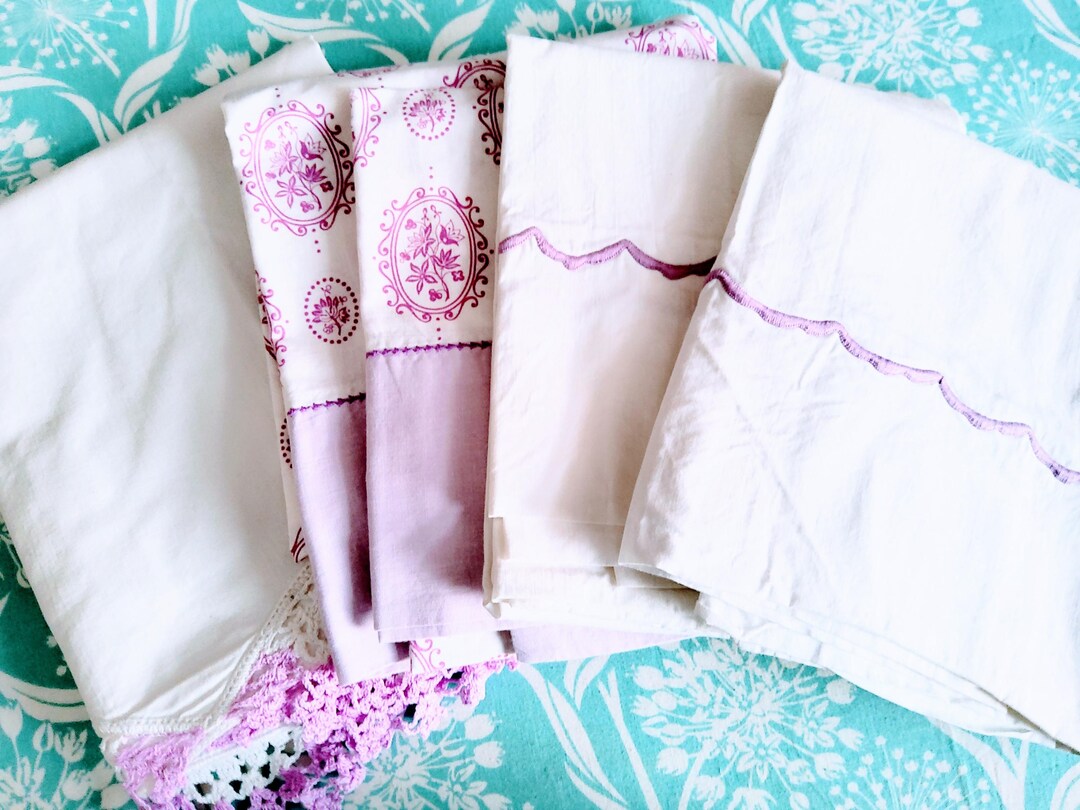 5 Vintage Pillowcases, Lot of Pillowcases, Pairs of Pillowcases, Floral ...