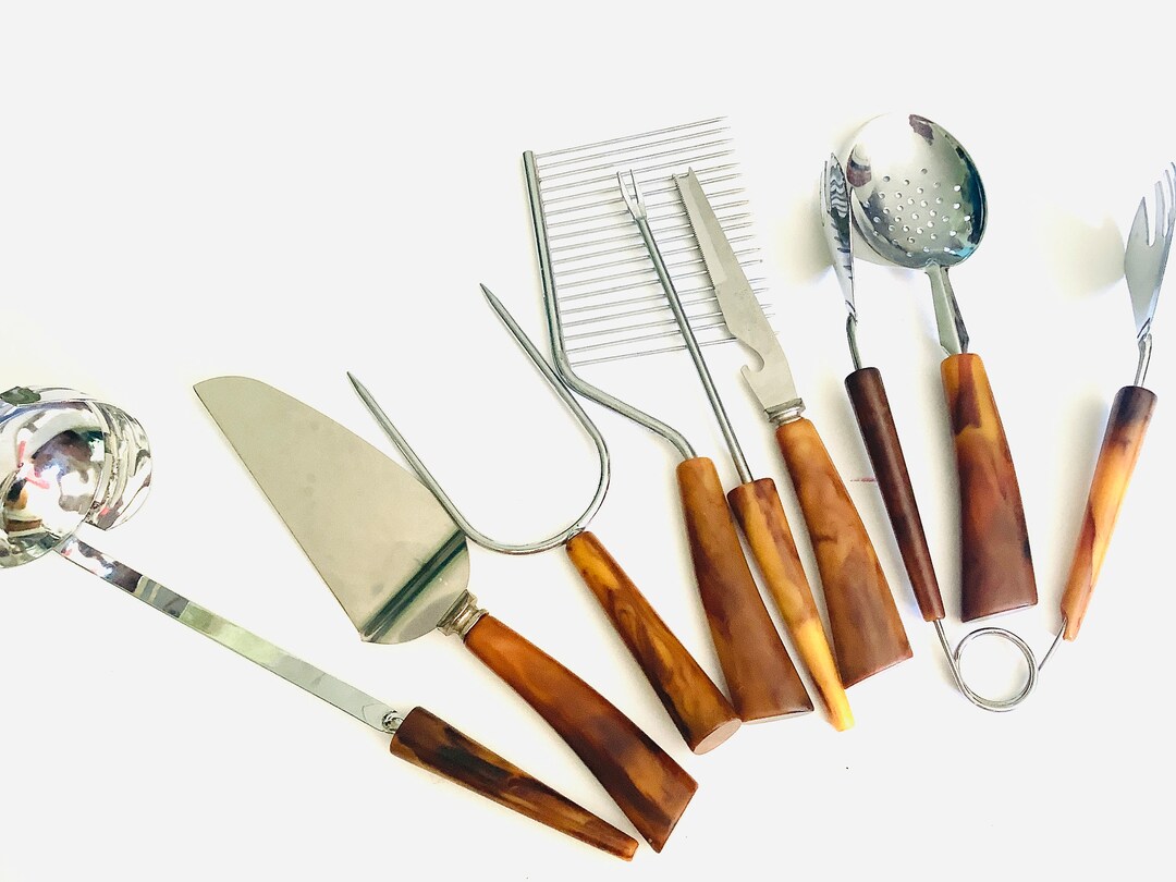 Bakelite Utensils, Mid Century Kitchenware, Bar Utensils, Complete Set ...