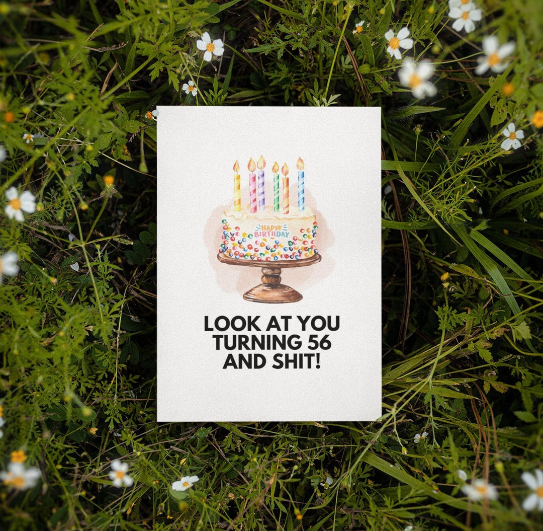 Printed 56th Birthday Card Happy Birthday Card Birthday - Etsy