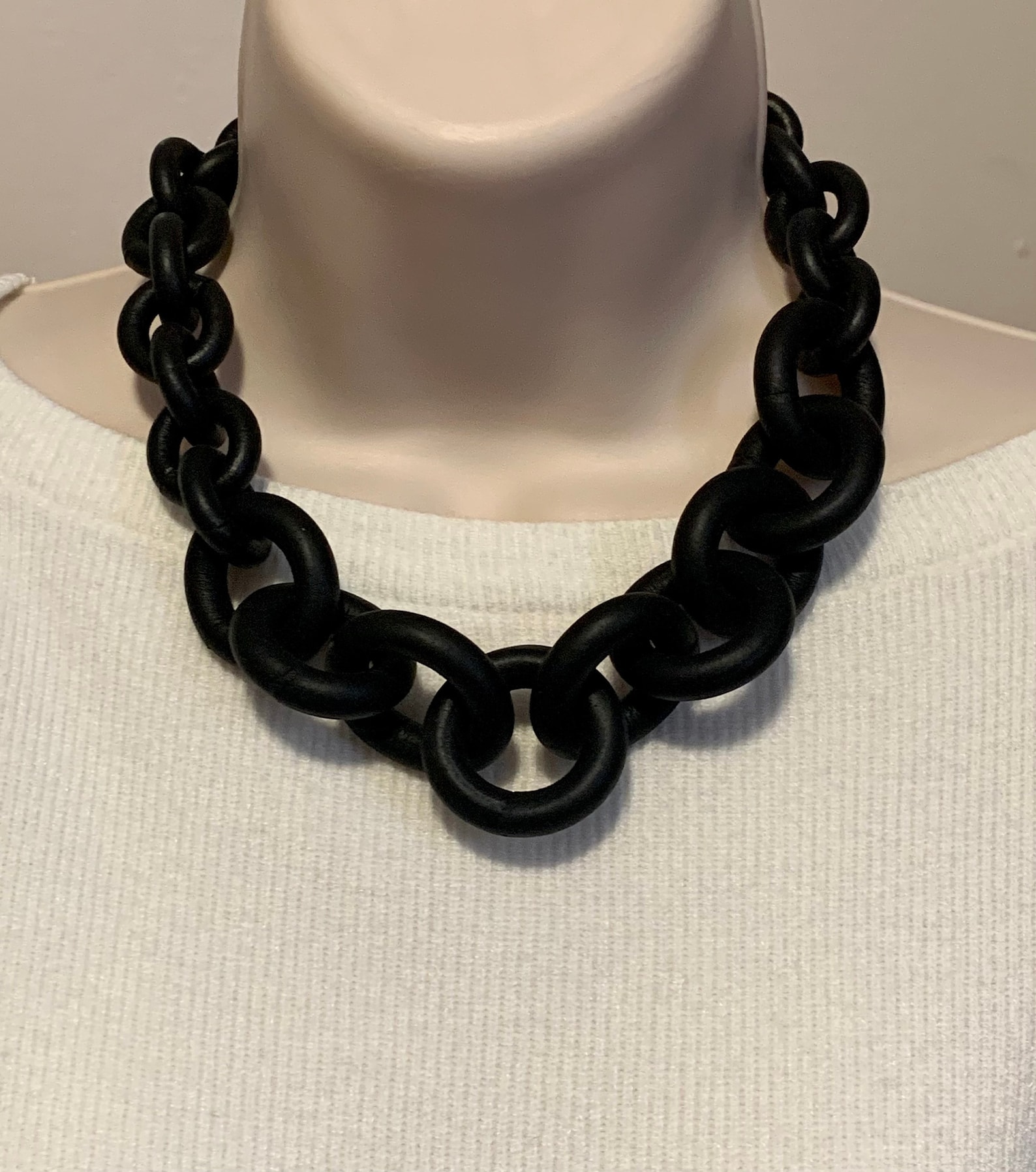 Black Matte Rubber Chunky Chain Link Resin Statement Necklace - Etsy