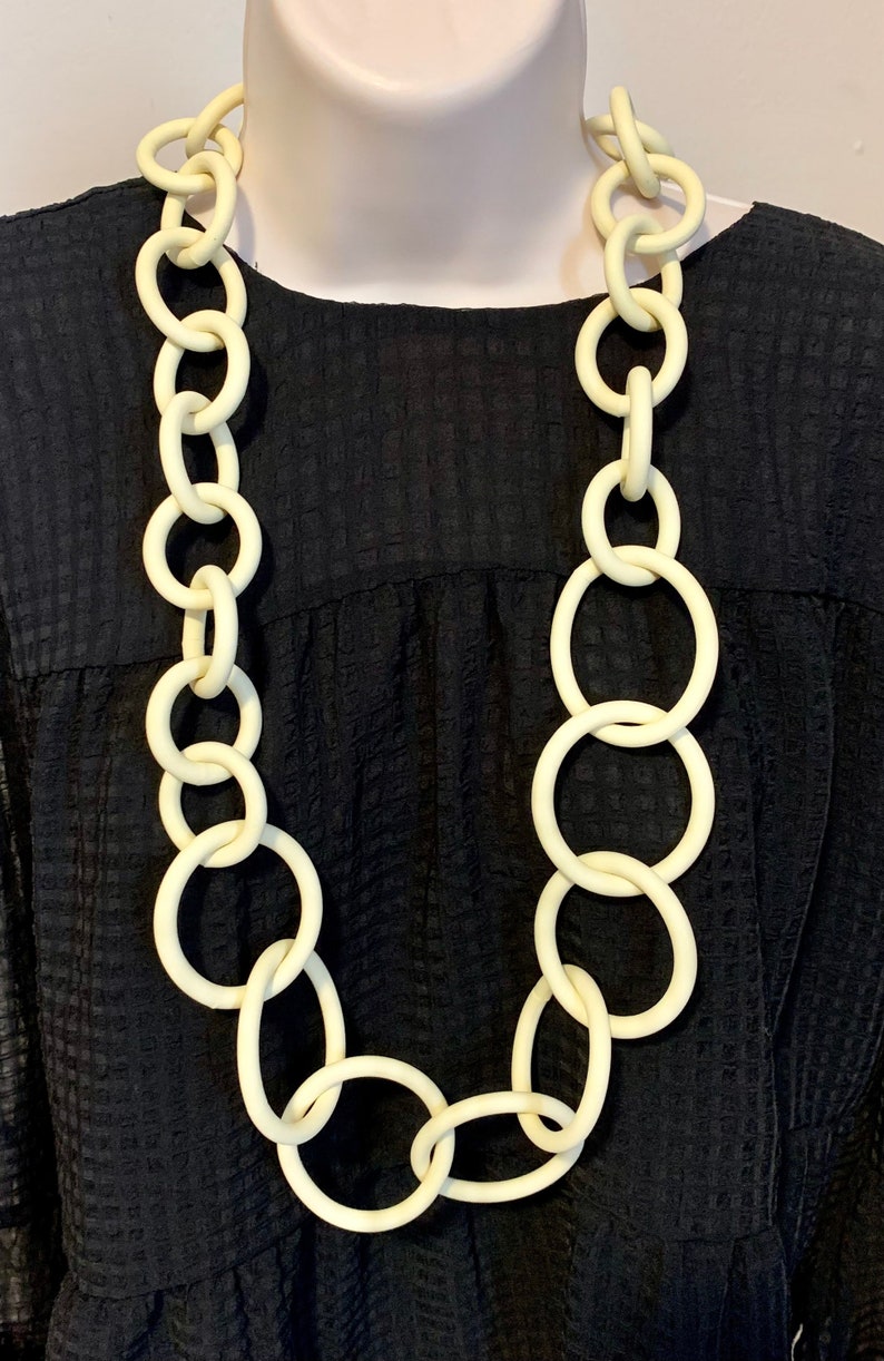 Red Matte Rubber Chunky Chain Link Statement Necklace More Colors ...