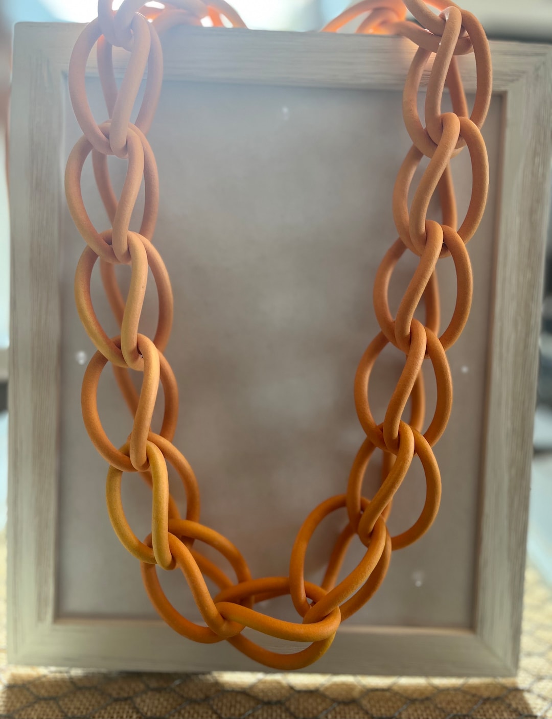 Orange Matte Recyled Rubber Chunky Chain Link Statement Necklace - Etsy