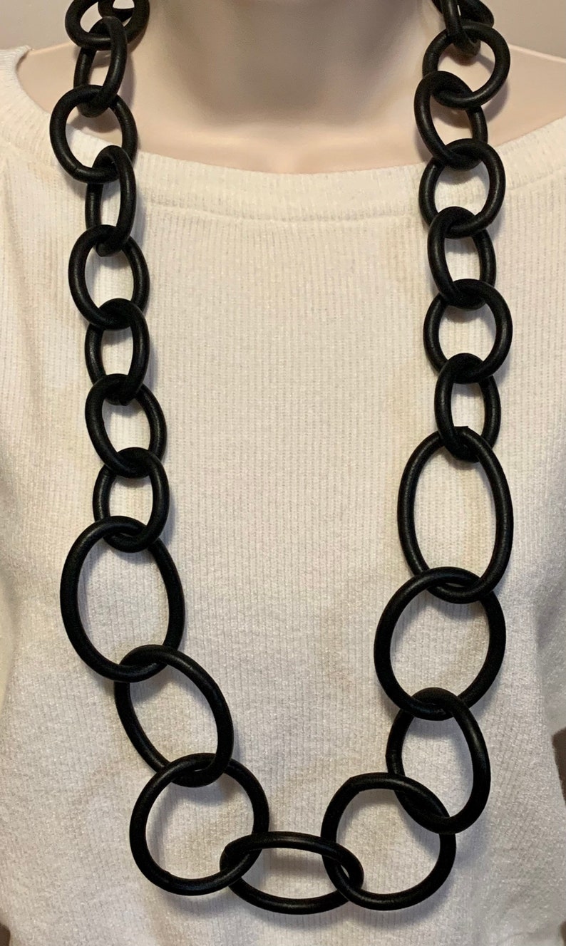 Red Matte Rubber Chunky Chain Link Statement Necklace More Colors ...