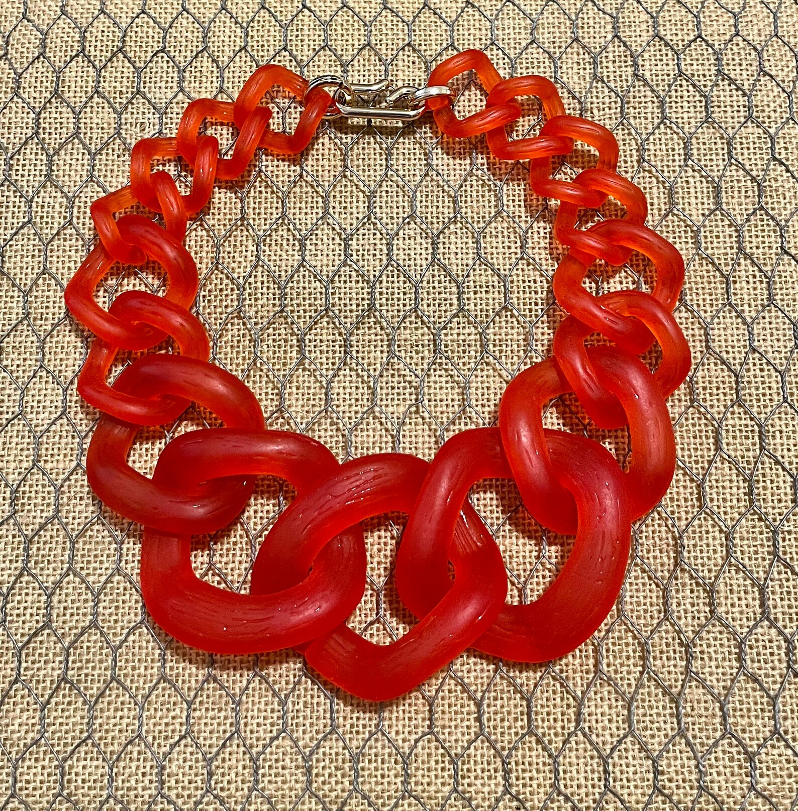 Fall Orange Red Translucent Resin Chunky Chain Lucite Link Housewife ...