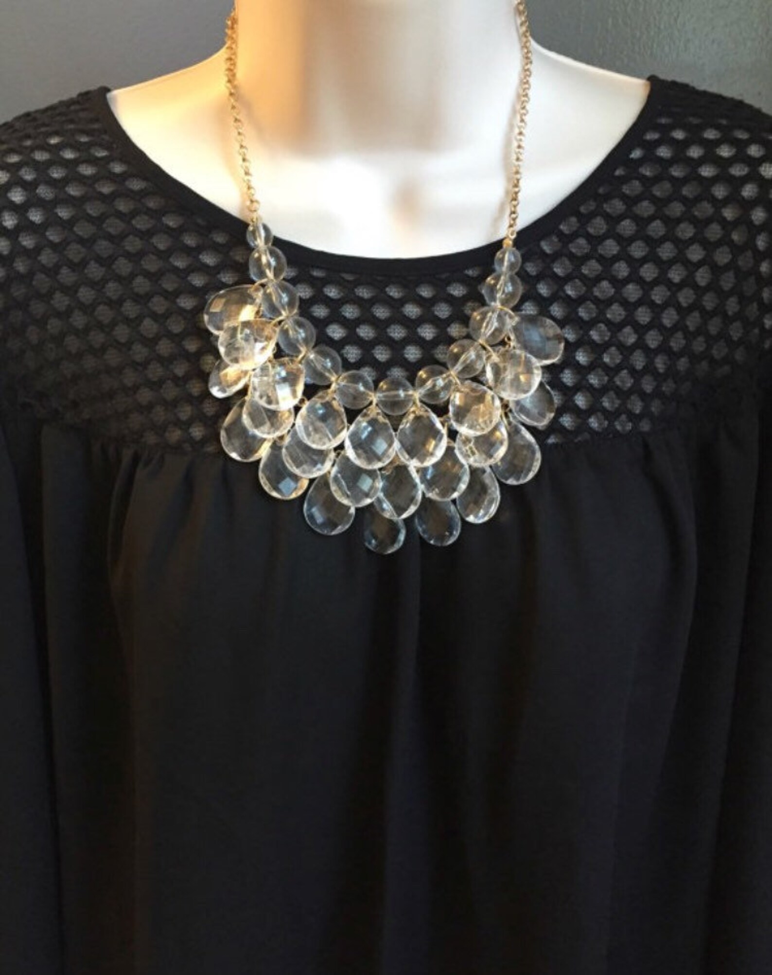 Buttercup Yellow Teardrop Bubble Bib Beaded Chandelier Statement ...
