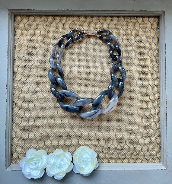 Black and Grey Marbled Chunky Chain Link Resin Housewife - Etsy