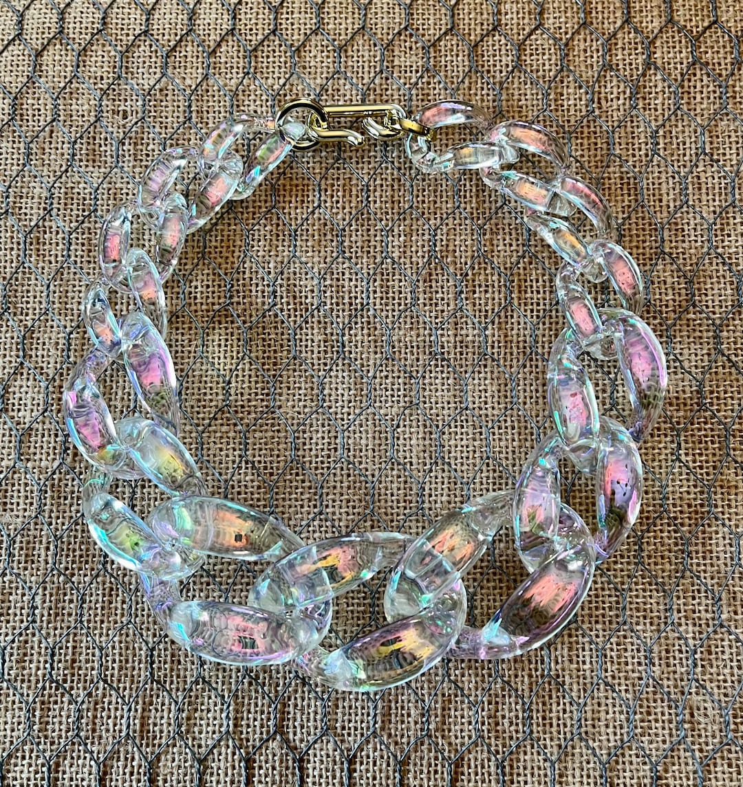 Translucent Clear Luster Chrome Finish Chunky Chain Link Resin ...