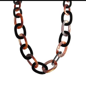 Dark Brown and Black Chunky Chain Link Acrylic Resin Statement Necklace ...