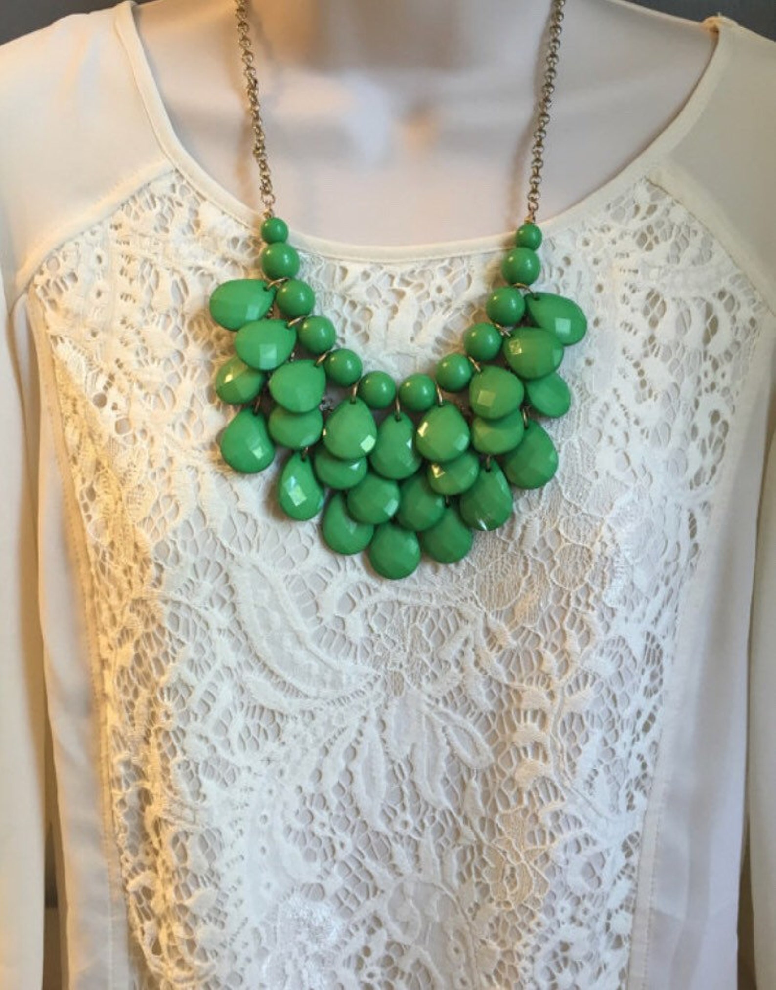 Buttercup Yellow Teardrop Bubble Bib Beaded Chandelier Statement ...