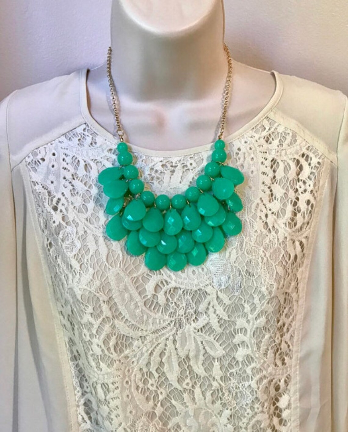 Buttercup Yellow Teardrop Bubble Bib Beaded Chandelier Statement ...