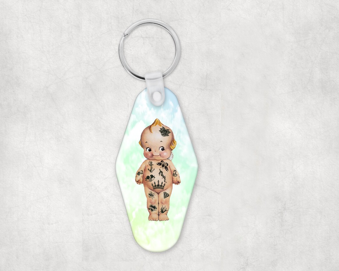 Black Tattoo Pudgie Doll Motel Key Fob Graphic - Retro Style - Instant ...