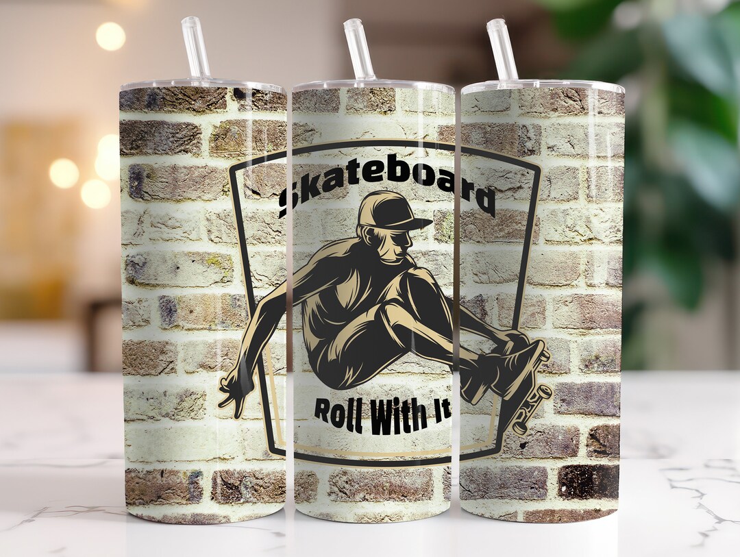 Skate Skateboard Roll Graphic Instant Download PNG 20oz Skinny Tumbler ...