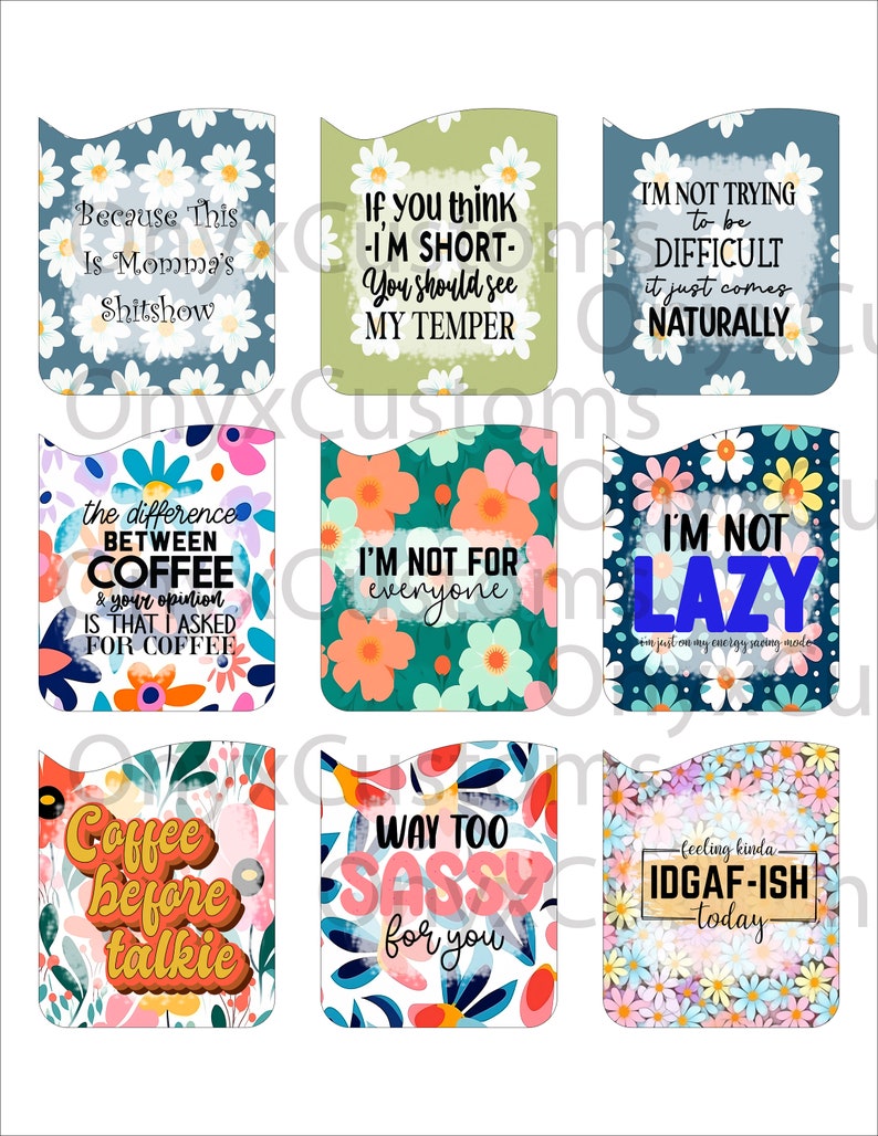 9 Graphics Sassy Quotes Sayings Card Holder Phone Instant Download ...